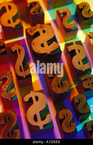 Close up of printing blocks with dollar sign on wood Stock Photo - Alamy