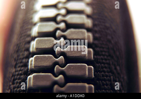 Extreme close-up of metal zipper. Macro photography, tailoring or Stock ...