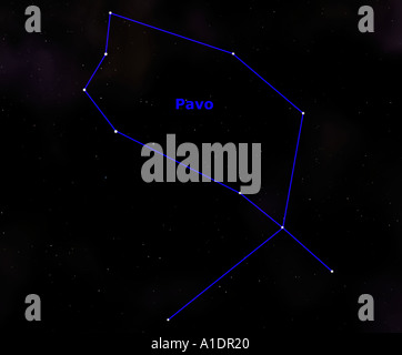 Pavo Constellation Showing Name And Sign Stock Photo - Alamy