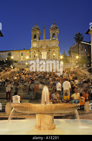 Crowds on the Spanish Steps at night Piazza di Spagna Rome Italy Stock ...