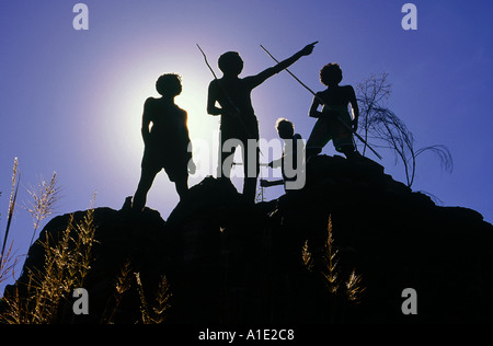 Aboriginal men hunting with spears near Ramingining Arnhem Land NT ...