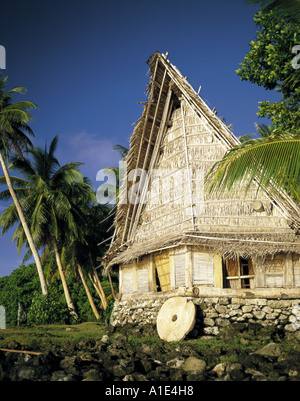 Traditional Stone Money or Rai in front of Faluw or Community House Yap ...