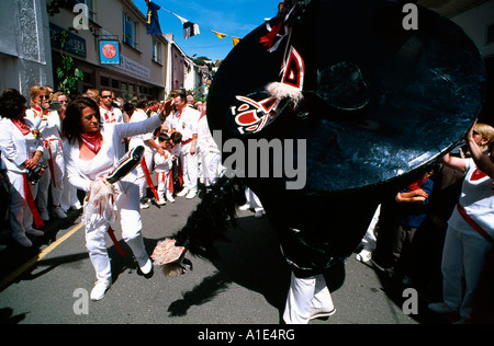 Obby 'Oss procession in the streets of Padstow Cornwall on May Day UK ...