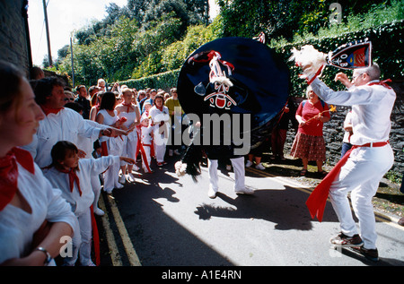 Obby 'Oss procession in the streets of Padstow Cornwall on May Day UK ...
