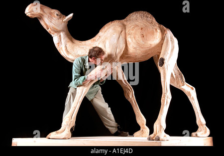 Sculptor "Nick Johnson" with his elegant wooden camel carved from ...