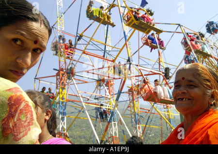 Indian merry go round giant wheel at Dussehra festival in Kullu, India ...