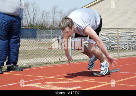Starting line of a 100 meter dash Stock Photo - Alamy