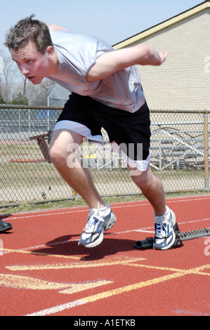 Starting line of a 100 meter dash Stock Photo - Alamy