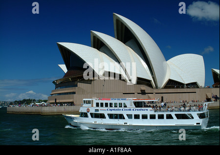 Boat cruises past the Sydney Opera House in Sydney, Australia; Sydney ...