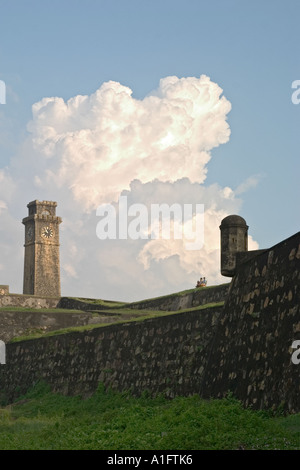 Dramatic cloud, watchtower and walls of The Fort. Galle, Sri Lanka ...