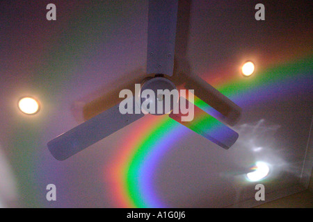 rainbow reflection on a ceiling fan Stock Photo - Alamy