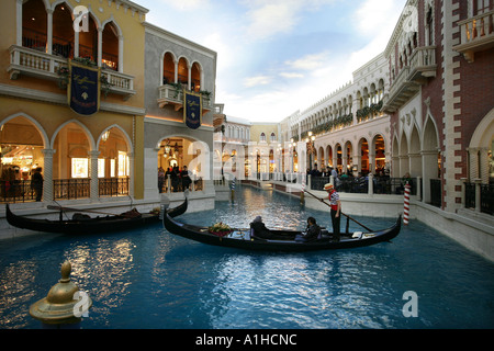 Shops stores and canals inside the Venetian Hotel and Casino, Macau ...