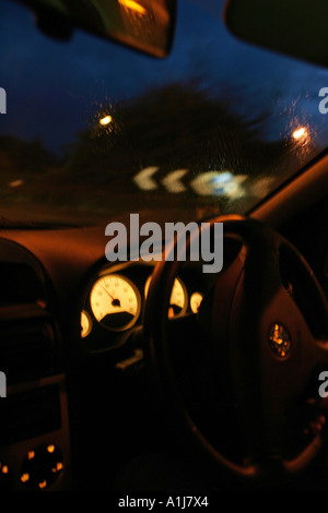 interior of right hand drive car, front view mirror with copy space ...