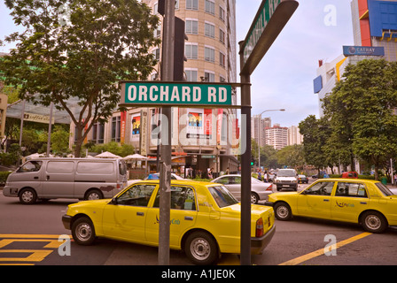 Main road, shopping street Orchard Road, Grange Road, road signs Stock ...
