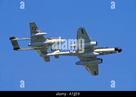 Formation flight of Gloster Meteor and de Havilland Vampire Stock Photo ...