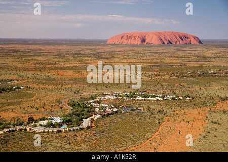 View of the village Yulara and of the Ayers Rock, in the Aboriginal ...