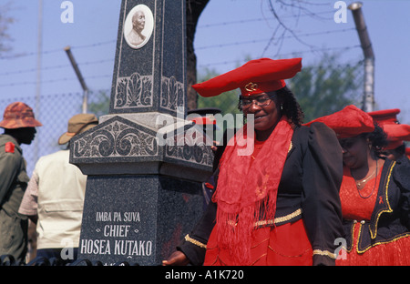 Tombstone of Chief Hosea Kutako Herero women wearing traditional dress ...