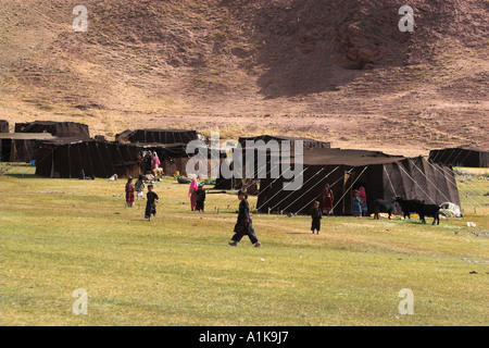Children of the semi nomadic Aimaq people in front of summer yurts Pal ...