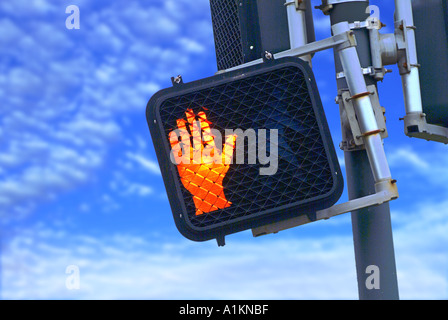 hand stop signal PEDESTRIAN CROSSINGS Stock Photo - Alamy