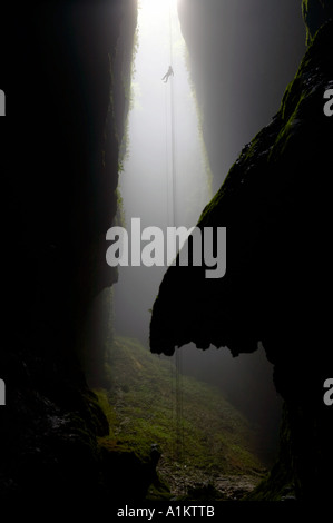 Waitomo Caves New Zealand 100 metre abseil rappel into Lost World ...