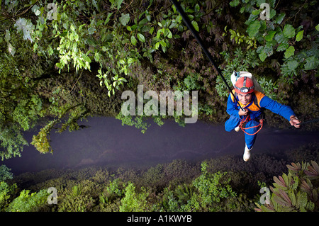 Waitomo Caves New Zealand 100 metre abseil rappel into Lost World ...