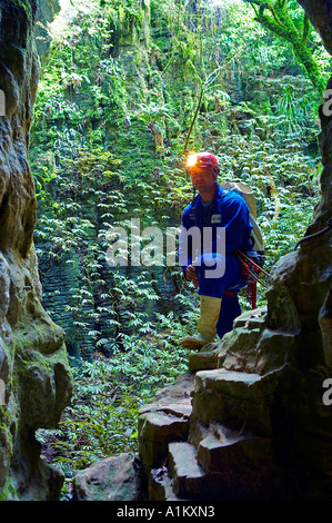 Waitomo Caves New Zealand 100 metre abseil rappel into Lost World ...