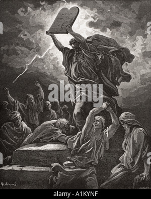 Gustave Doré; Moses Breaking the Tablets of the Law; Black and White ...