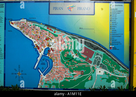 Piran, city map Stock Photo - Alamy