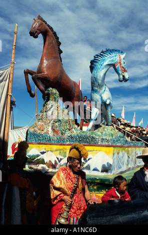 monks of the ancient Bon religion play a traditional role as they ...
