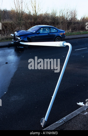 Car Crashed into Lampost Stock Photo - Alamy