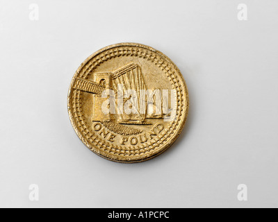 1 Pound coin, reverse side showing flax plant and diadem representing ...