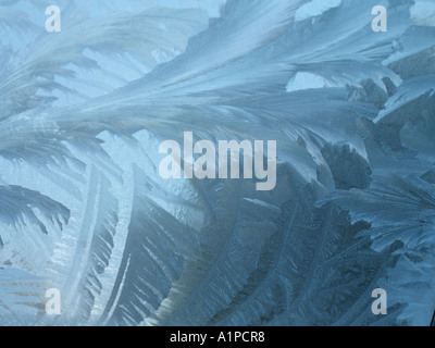 Blue Ice Pattern on Glass Stock Photo - Alamy