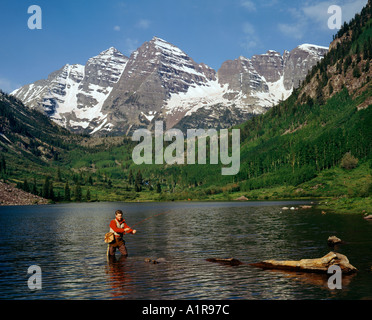 Fishing at Maroon Bells, Aspen Colorado, USA Stock Photo - Alamy