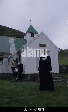 Protestant priest in 18th century ruff and costume in the Faroes Faroe ...