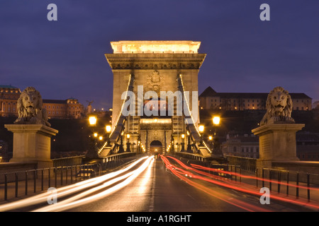 The iconic Chain bridge by night in Budapest, Hungary Stock Photo - Alamy