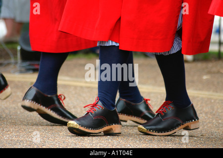 Women Ladies clog dancing dance red skirts York street dance ...