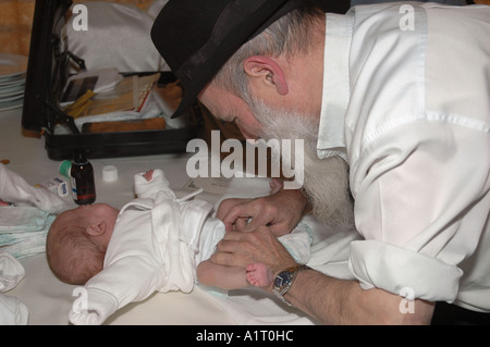 Jewish Bris Ceremony. old jewish rite of circumcision close up Stock ...