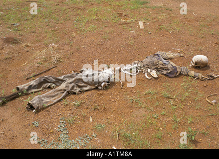 Skeleton of a victim of the 1994 genocide in Murambi Genocide Memorial ...