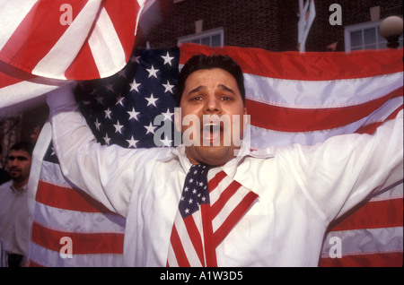 Iraqi American celebrates U S war against Saddam Hussein Stock Photo ...