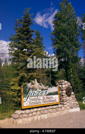 welcome entrance sign at Jasper National Park, Alberta, Canada. Photo ...