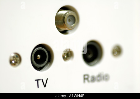 TV Radio and satellite aerial sockets close up Stock Photo - Alamy