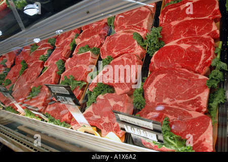 supermarket steak wrapped meat fresh packing packaging beef food Stock ...