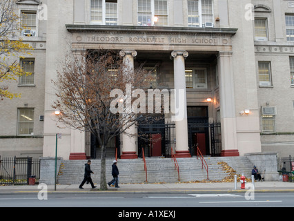 Front view of Theodore Roosevelt High School in Bronx Boro New York ...