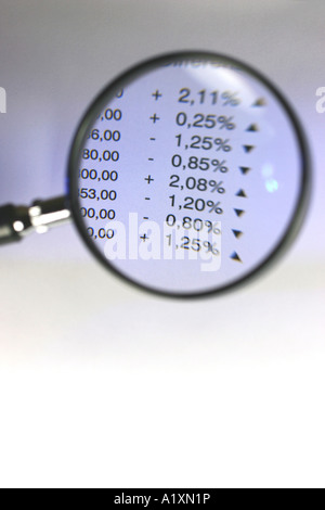 magnifying glass comparison assessment analysis Stock Photo - Alamy