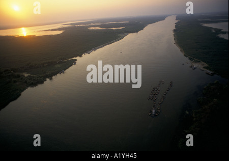 Volga River Delta and Caspian Sea viewed from space Stock Photo - Alamy