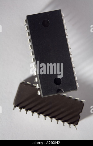 macro photography of a large computer chip on an electronic board Stock ...