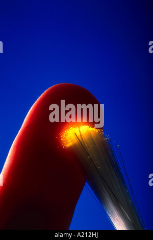 finger touching the fiber optic Stock Photo - Alamy