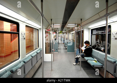 Interior of a U bahn train in East Germany Stock Photo - Alamy