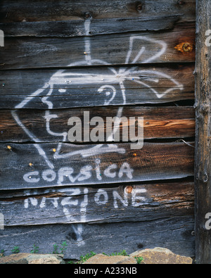 Corsican independence graffiti, Corsica, France. Moors Head symbol ...