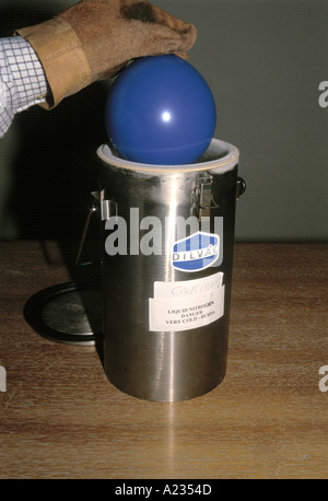 Experiment with liquid nitrogen in a laboratory, Heinrich-Heine ...